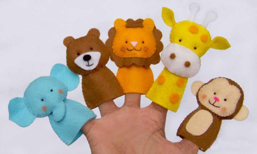 Funny Wild Animal Felt Finger Puppets , Cute Monkey Finger Puppets
